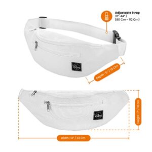 Vibe Festival Gear Fanny Pack for Men Women - Solid Color - White Fanny Pack - Cute Waist Bag for Festival Rave Hiking Running Cycling