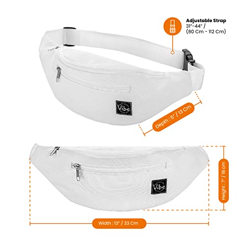 Vibe Festival Gear Fanny Pack for Men Women - Solid Color - White Fanny Pack - Cute Waist Bag for Festival Rave Hiking Running Cycling