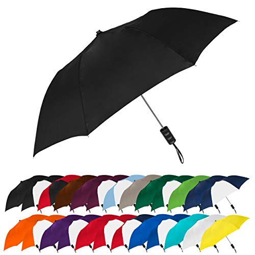 STROMBERGBRAND UMBRELLAS Spectrum Popular Style 16" Automatic Open Umbrella Light Weight Travel Folding Umbrella for Men and Women, (Black)