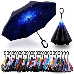 siepasa spar. saa double layer inverted umbrella with c-shaped handle, anti-uv waterproof windproof straight umbrella for car rain outdoor use