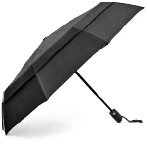 ﻿eez-y travel umbrellas for rain – wind resistant w/open close button – black