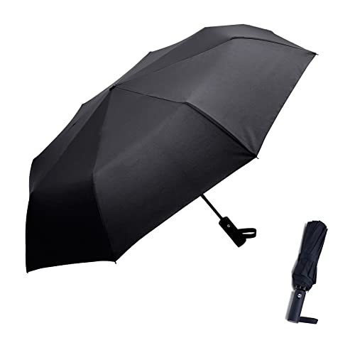 ANTI-REBOUND Travel Umbrella Windproof Compact Collapsible Light, Automatic, Strong and Portable, Wind Resistant, Folding Small Umbrella for Rain Black