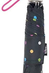 Totes NeverWet technology, Auto Open Auto Close, Colorful dots on Black 43" arc Umbrella,, Medium