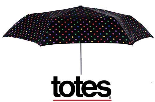 Totes NeverWet technology, Auto Open Auto Close, Colorful dots on Black 43" arc Umbrella,, Medium