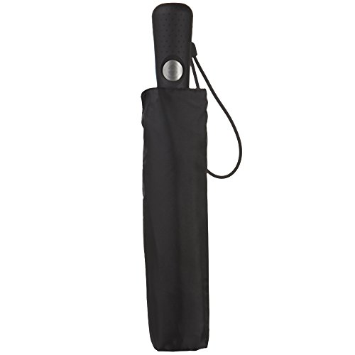 Totes Blue Line Golf Size Auto Open/Close Umbrella, Water Repellent Canopy, Black