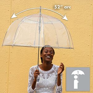 ShedRain Clear Bubble Umbrella – See Through, Rain & Windproof Umbrella - Perfect for Weddings, Prom, Graduation and Outdoor Events - Automatic Open, Silver Crook Handle, Clear Dome with a 52” Arc (Clear & Black)