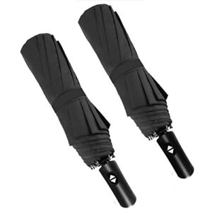 SIEPASA Two Packs Auto Open & Close Small Travel Umbrella Compact for Backpack-Umbrellas for Rain, Windproof Lightweight Strong Mini Portable Umbrellas for Men and Women.(Black, 2 Pack)