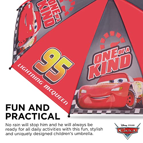 Disney Little Kids Umbrella, Lightning McQueen and Mickey Mouse Rain Wear for Boys Ages, Red, Age 3-6