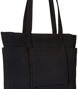 Vera Bradley womens Microfiber Deluxe Vera Tote Handbag, Black, One Size US