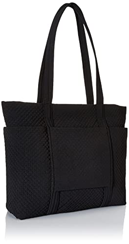 Vera Bradley womens Microfiber Deluxe Vera Tote Handbag, Black, One Size US