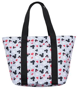 disney tote mickey & minnie mouse icon print zipper travel bag (grey)