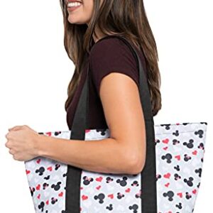 Disney Tote Mickey & Minnie Mouse Icon Print Zipper Travel Bag (Grey)