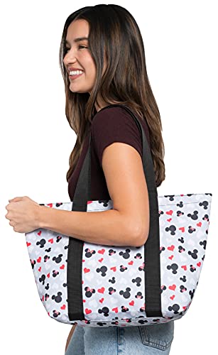 Disney Tote Mickey & Minnie Mouse Icon Print Zipper Travel Bag (Grey)