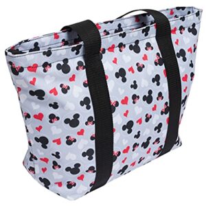 Disney Tote Mickey & Minnie Mouse Icon Print Zipper Travel Bag (Grey)