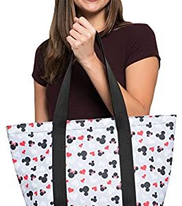 Disney Tote Mickey & Minnie Mouse Icon Print Zipper Travel Bag (Grey)