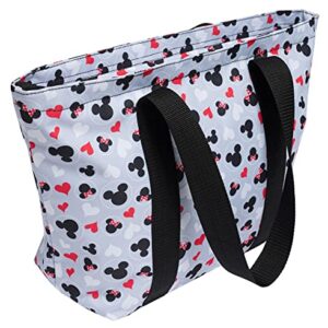 Disney Tote Mickey & Minnie Mouse Icon Print Zipper Travel Bag (Grey)