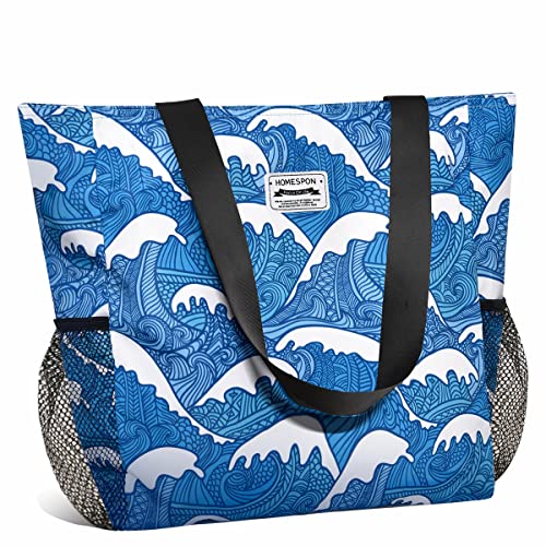 buringer HOMESPON Large Tote Bag with Pockets shoulder bag Lightweight for Travel Hiking Beach Gym