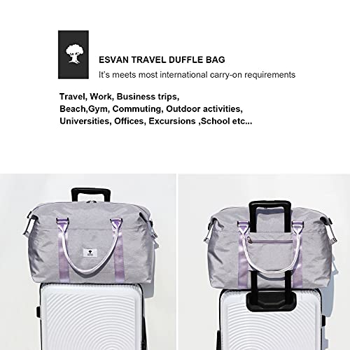 ESVAN Travel Tote Duffel Gym Bag,Weekender Overnight Carry-on Tote Crossbody Bag with Wet Pocket and Trolley Sleeve Upgraded