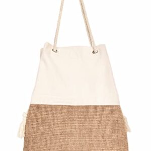 Large Beach Bag - woven beach bag - Canvas and Jute boho Tote Summer Shoulder Bag -Travel tote