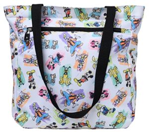 disney zipper tote travel bag mickey minnie donald daisy goofy pluto print