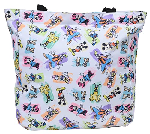 Disney Zipper Tote Travel Bag Mickey Minnie Donald Daisy Goofy Pluto Print