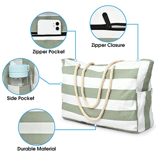 Beach Bags for Women, Large Waterproof Beach Tote Bag with Zipper Beach Bags Waterproof Sandproof Swim Pool Bag Large Tote