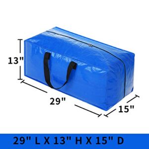 Moving Boxes Heavy Duty Extra Large Storage Bags, Blue Moving Bags Totes with Zippers for Clothing Blanket Storage, Dorm College Supplies, Clothes Storage Bins Compatible with Ikea Frakta Cart, 4 Pack