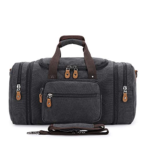 Gonex Canvas Duffle Bag for Travel, 60L Duffel Overnight Weekend Bag (Dark Gray)