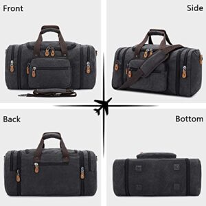 Gonex Canvas Duffle Bag for Travel, 60L Duffel Overnight Weekend Bag (Dark Gray)