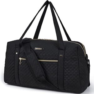 travel duffle bag, bagsmart weekender overnight bag for women large carry on bag with laptop compartment, shoes bag (black)