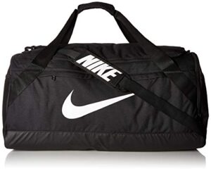 nike brasilia duffel bag, black/black/white, large