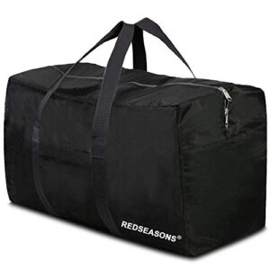 redseasons extra large duffle bag lightweight, 96l travel duffle bag foldable for men women, black