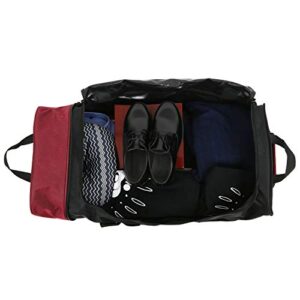 TPRC 32-Inch Collapsible Expandble Travel Rolling Duffel Bag, Black/Red