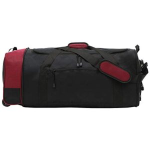 TPRC 32-Inch Collapsible Expandble Travel Rolling Duffel Bag, Black/Red