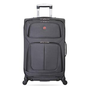 SwissGear Sion Softside Expandable Roller Luggage, Dark Grey, Checked-Medium 25-Inch