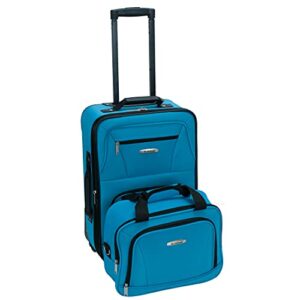 rockland fashion softside upright luggage set, turquoise, 2-piece (14/19)