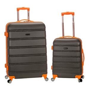 rockland melbourne hardside expandable spinner wheel luggage, charcoal, 2-piece set (20/28)