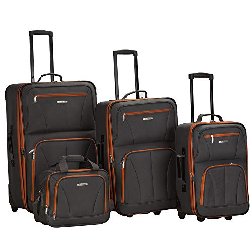 Rockland Journey Softside Upright Luggage Set, Charcoal, 4-Piece (14/19/24/28)