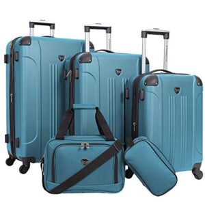 travelers club chicago hardside expandable spinner luggage, teal, 3 piece set