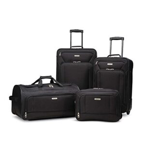 american tourister fieldbrook xlt softside upright luggage, black, 4-piece set (bb/df/21/25)