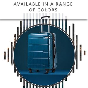 Coolife Luggage Suitcase PC+ABS Spinner Built-In TSA lock 20in 24in 28in Carry on (Caribbean Blue., S(20in_carry on))