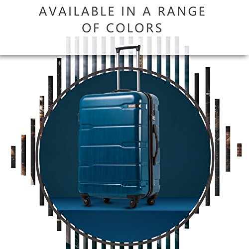 Coolife Luggage Suitcase PC+ABS Spinner Built-In TSA lock 20in 24in 28in Carry on (Caribbean Blue., S(20in_carry on))