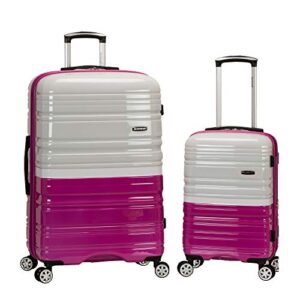 rockland melbourne hardside expandable spinner wheel luggage, two tone white, 2-piece set (20/28)