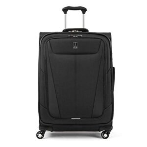 travelpro maxlite 5 softside expandable luggage with 4 spinner wheels, lightweight suitcase, men and women, black, checked-medium 25-inch