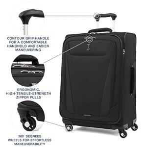 Travelpro Maxlite 5 Softside Expandable Luggage with 4 Spinner Wheels, Lightweight Suitcase, Men and Women, Black, Checked-Medium 25-Inch