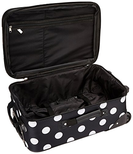 Rockland Vara Softside 3-Piece Upright Luggage Set, Black dot, (20/22/28)