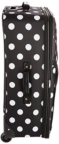 Rockland Vara Softside 3-Piece Upright Luggage Set, Black dot, (20/22/28)