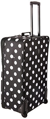 Rockland Vara Softside 3-Piece Upright Luggage Set, Black dot, (20/22/28)