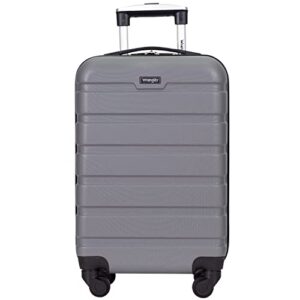 wrangler hardside carry-on spinner luggage, charcoal grey, 20-inch