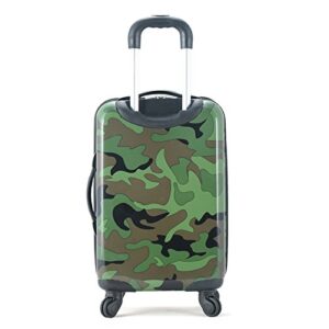 Rockland Safari Hardside Spinner Wheel Luggage, Camouflage, Carry-On 20-Inch